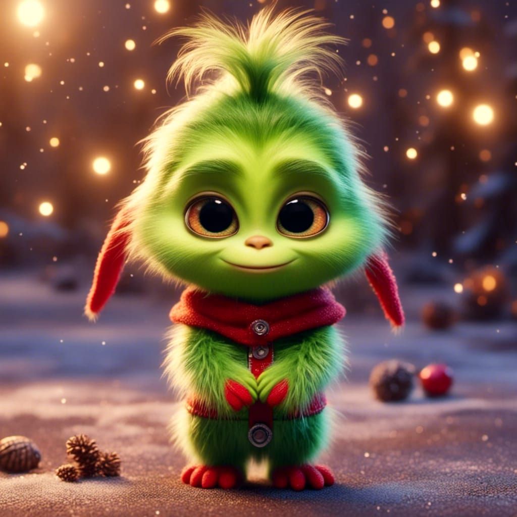 A cute baby "Grinch" - AI Generated Artwork - NightCafe Creator