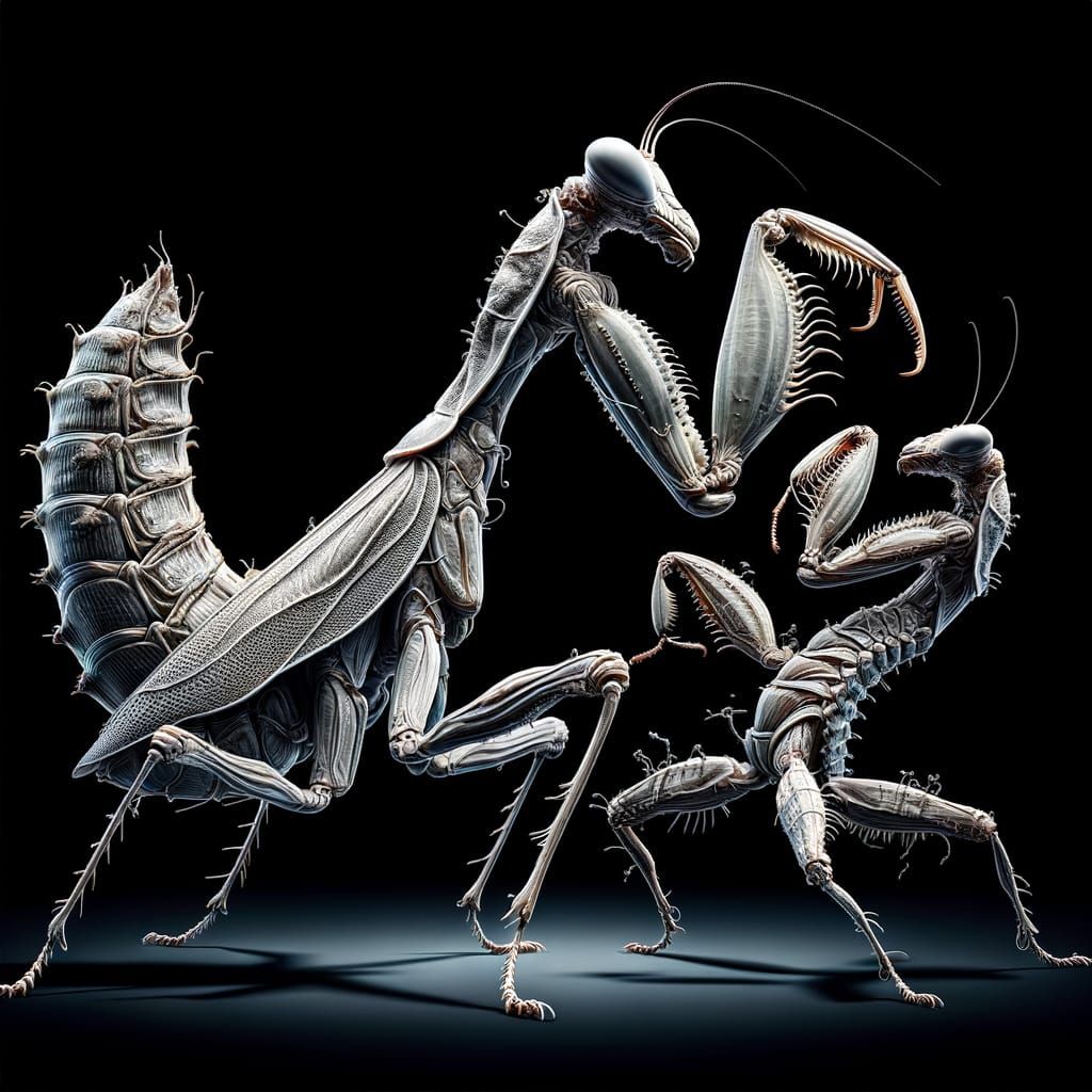 Mantis in Boxing Stance with Hyperrealistic Detail - AI Art