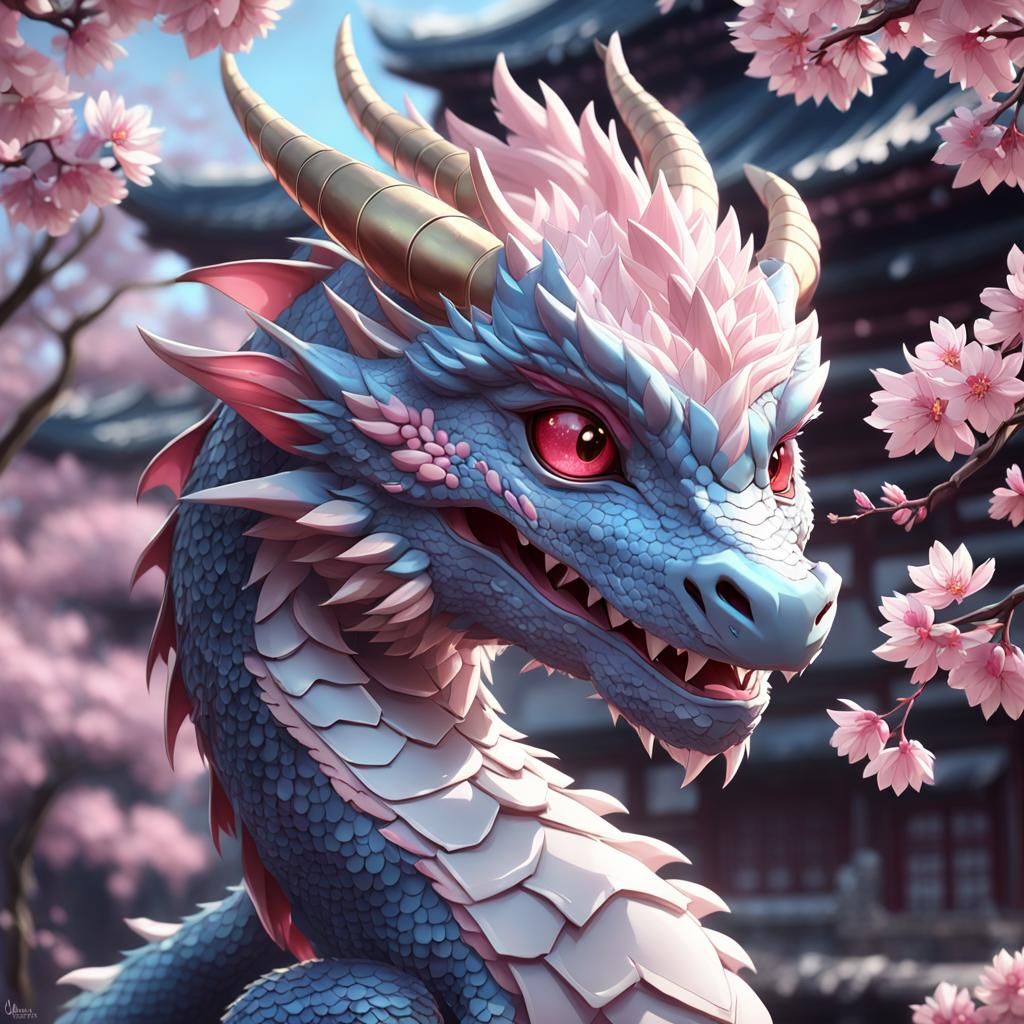 Beautiful Sakura Dragon - AI Generated Artwork - NightCafe Creator