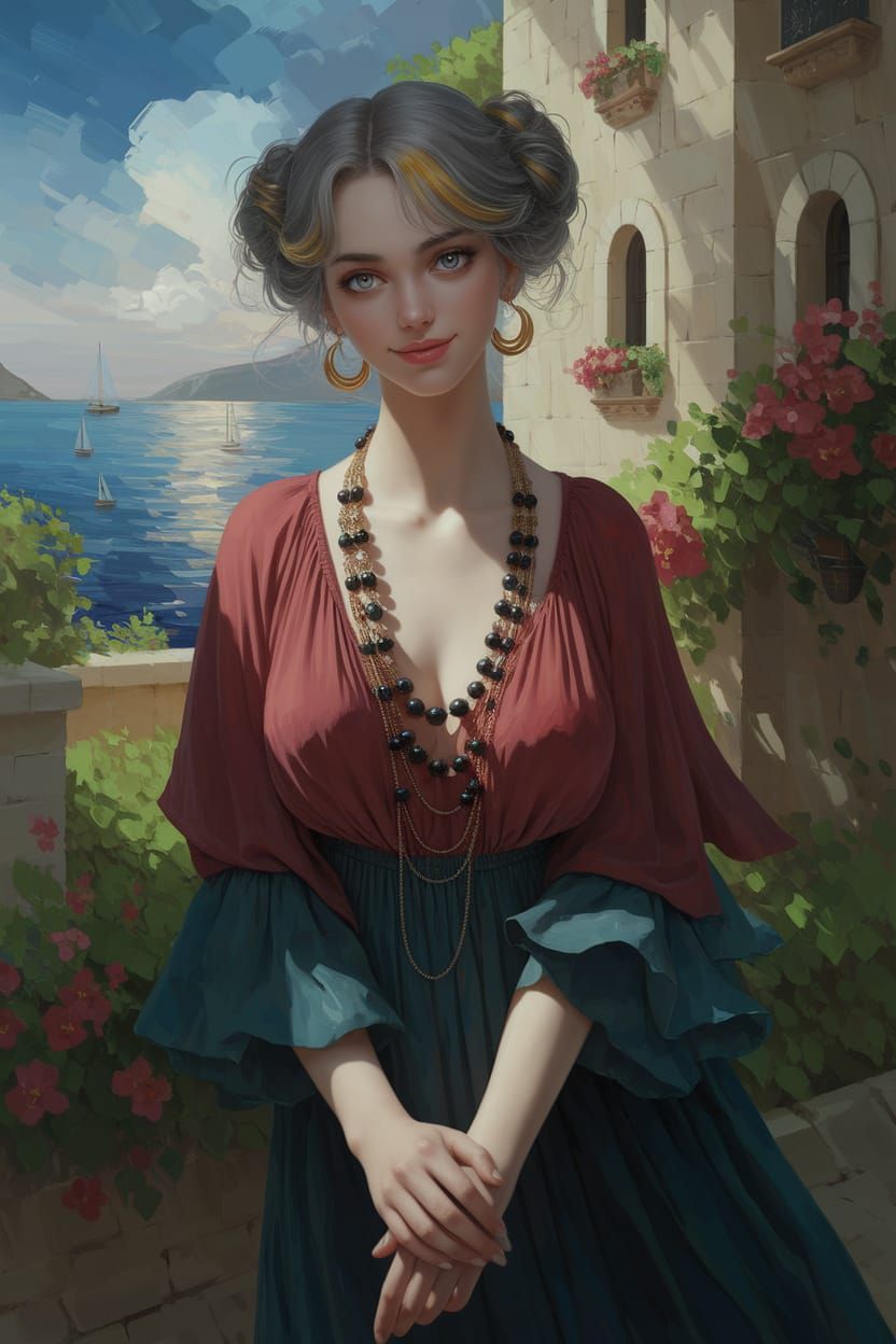 Neo-Symbolist Portrait of a Luminous Summer Siren - AI Art