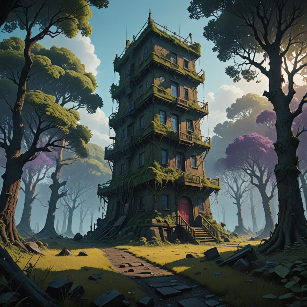 Abandoned building - Mystical Tower in a Vineshrouded Forest...