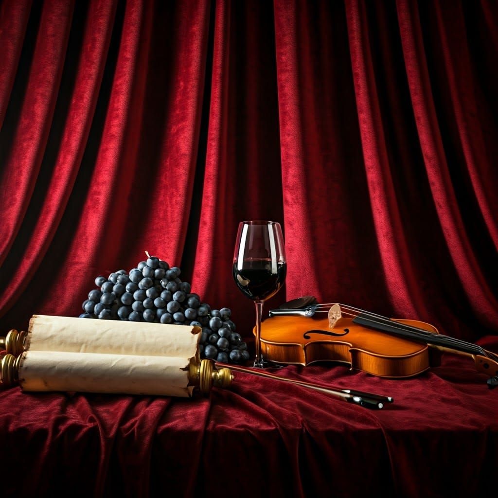 Luxurious Jewish Royal Background with Velvet Drap... - AI Art