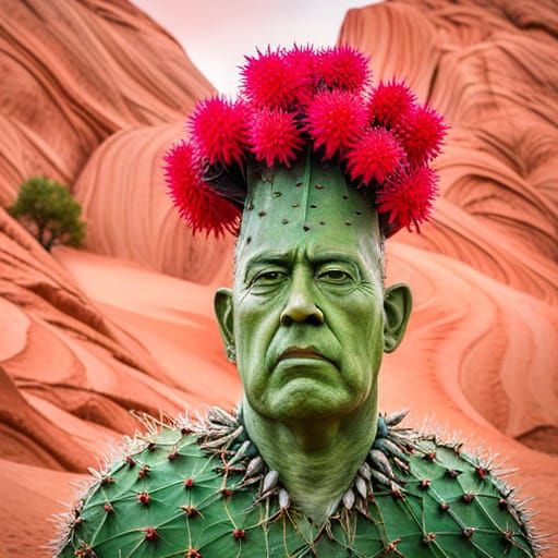 Cactus man with a cactus hat - AI Generated Artwork - NightCafe Creator