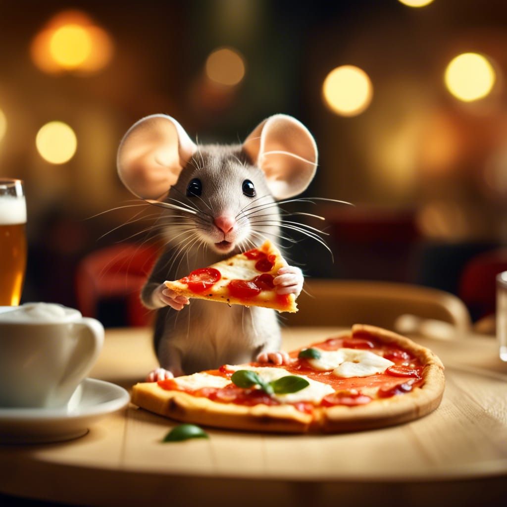 stunning realistic artistic image of a cute adorable mouse with huge ...
