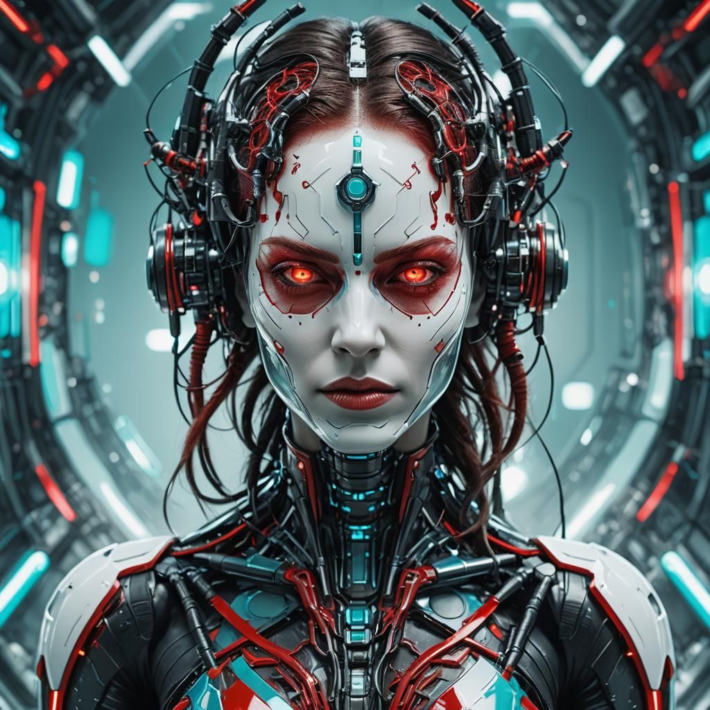Satanic female cyborg - AI Generated Artwork - NightCafe Creator