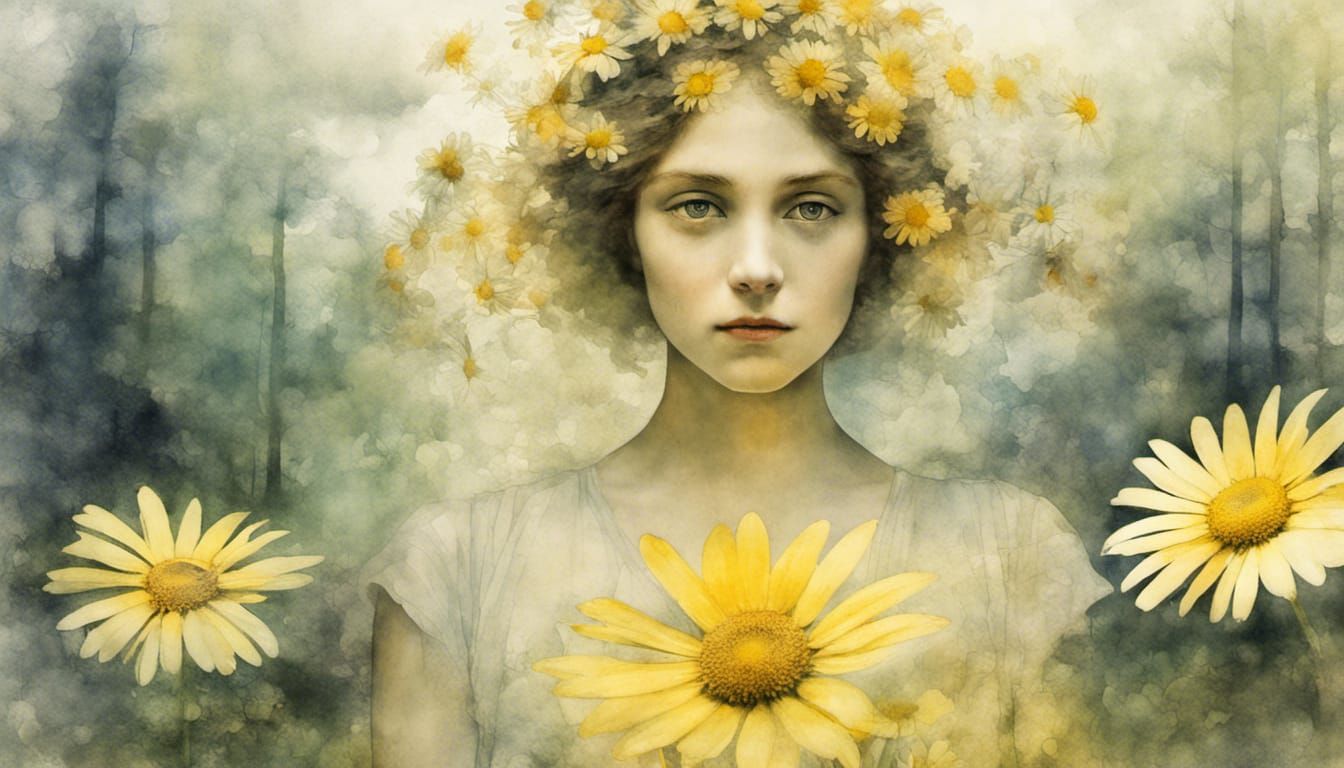 Daisies Girl - AI Generated Artwork - NightCafe Creator