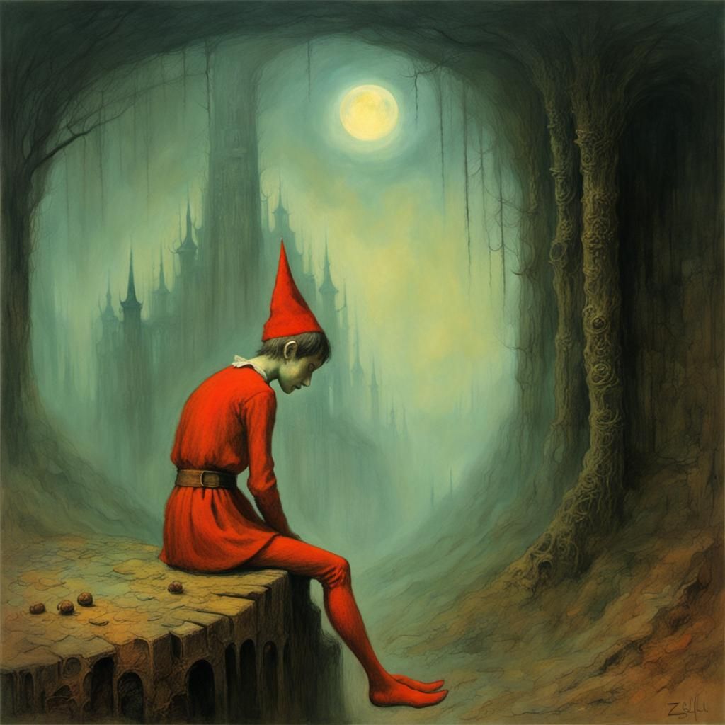 Surreal Elf on Shelf Scene in 1970s Polish Artisti... - AI Art