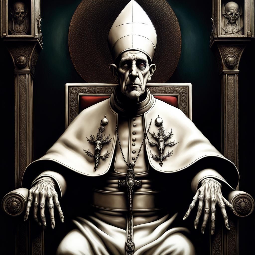 Horror pope, High contrast, sparkling detail by Gerald Brom by bosch by ...