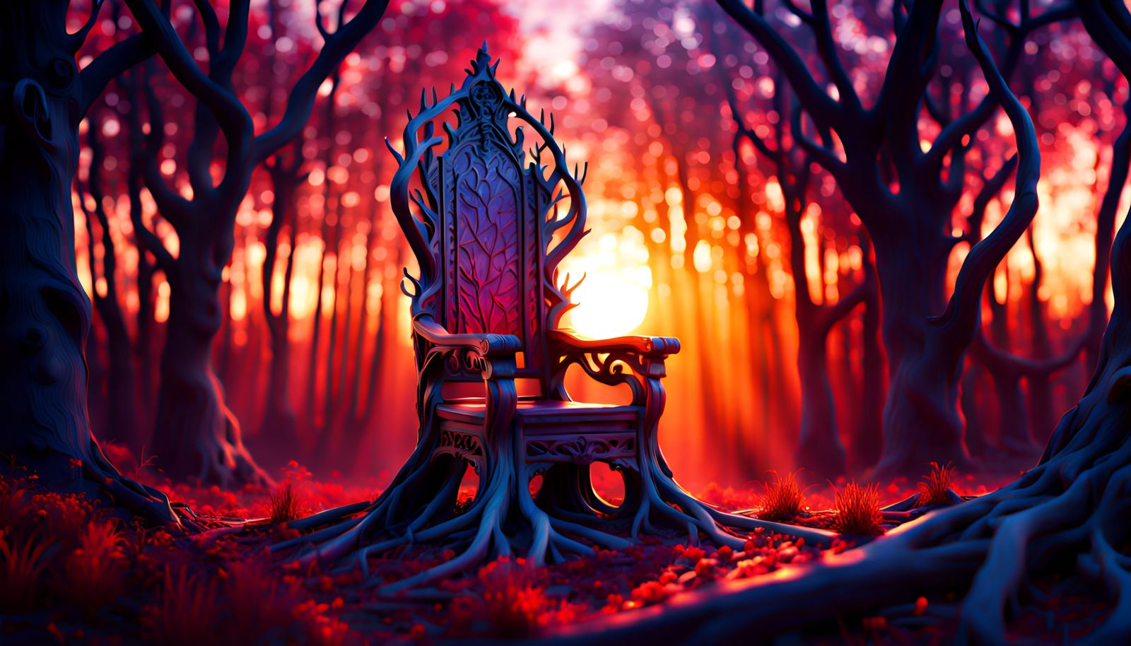 Ornate Throne made of trees - AI Generated Artwork - NightCafe Creator