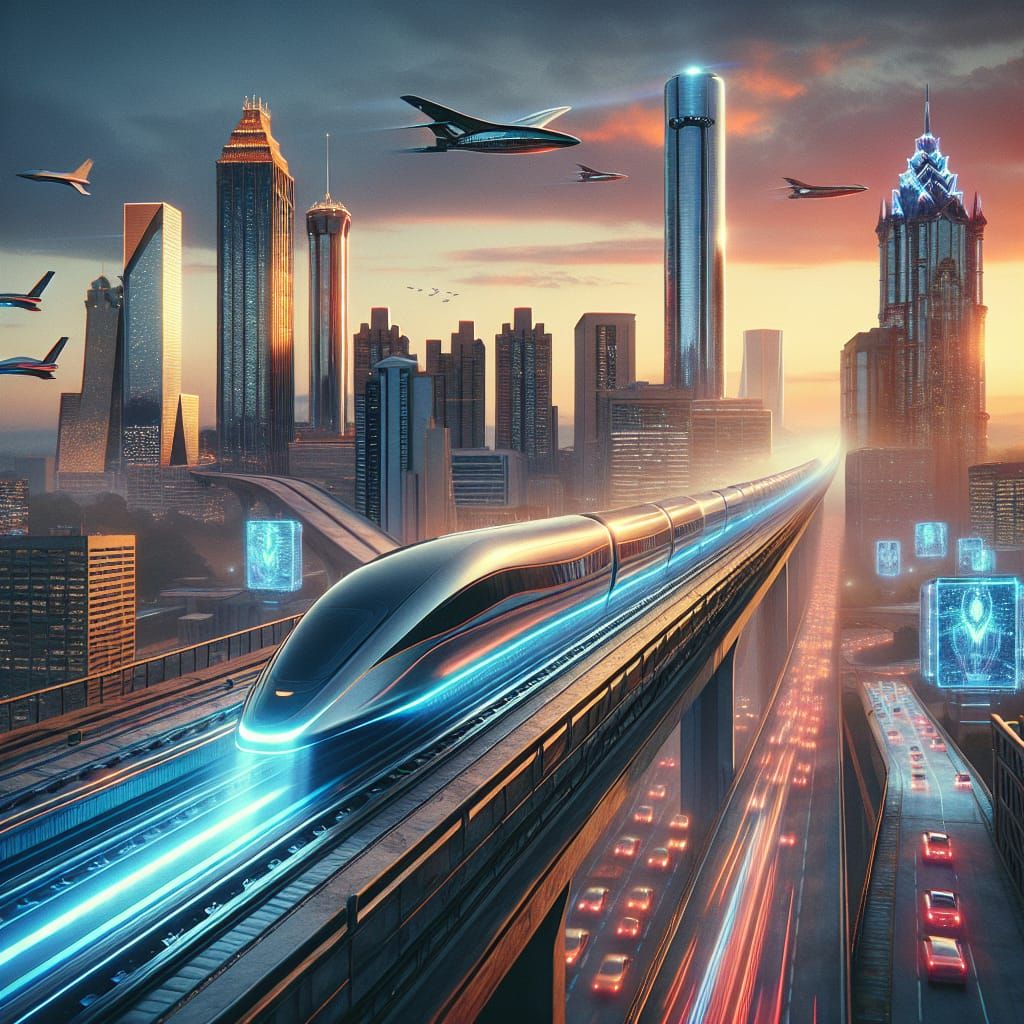 Futuristic Train in futuristic Atlanta