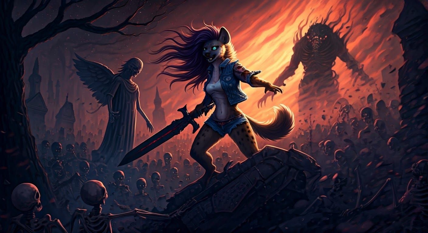 Scuzzy, Overwhelmed but Undaunted, in the Necropolis at Ulthar