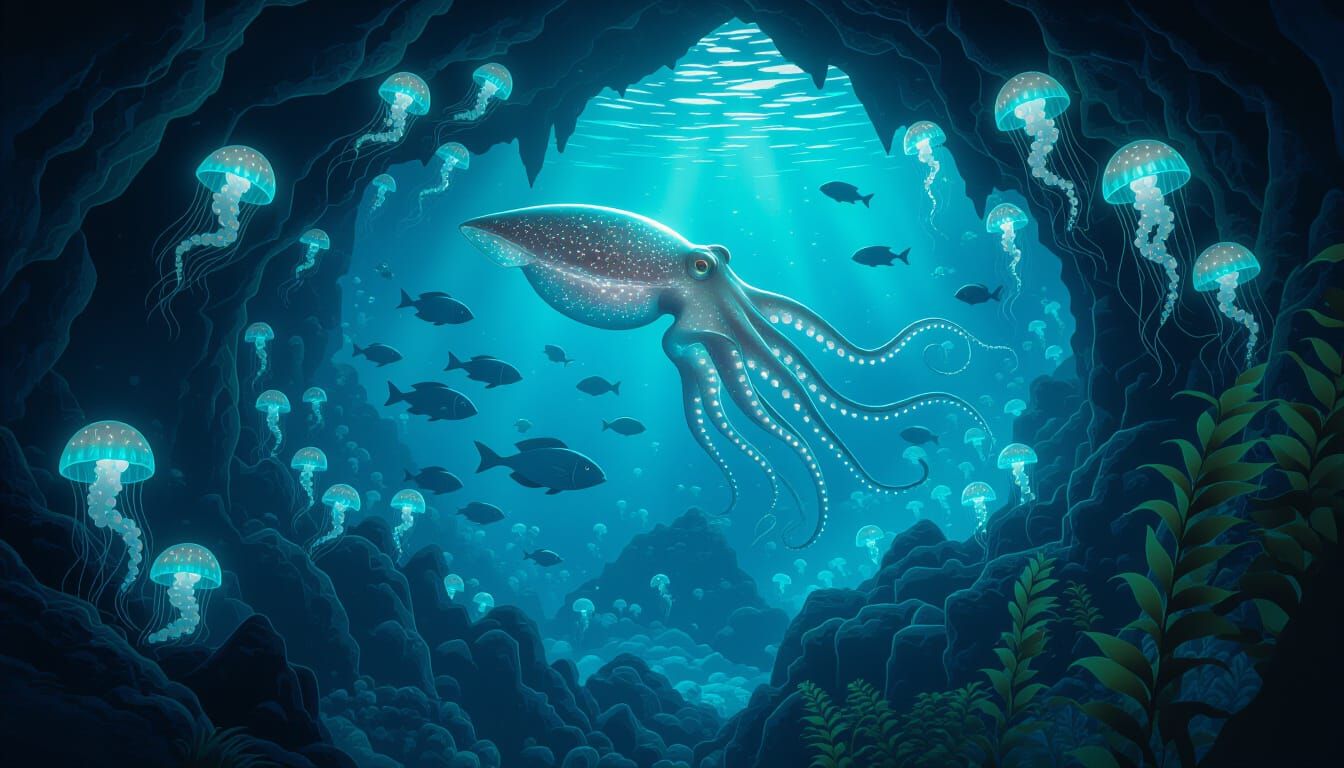 A mysterious deep-sea cave brought to life under the ocean's depths.