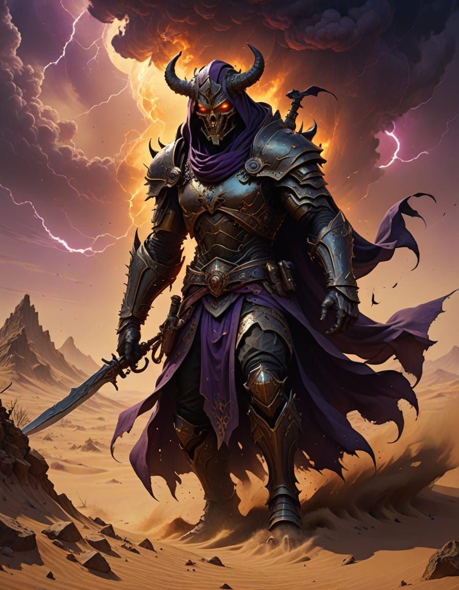 Sinister Demon Rises from Desert Sandstorm in Hype... - AI Art