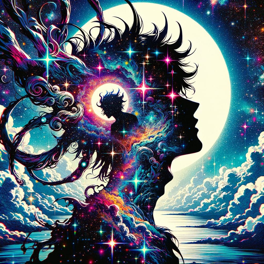 Manga sketch art a gorgeous eyecatching double exposure of a Eldridge ...