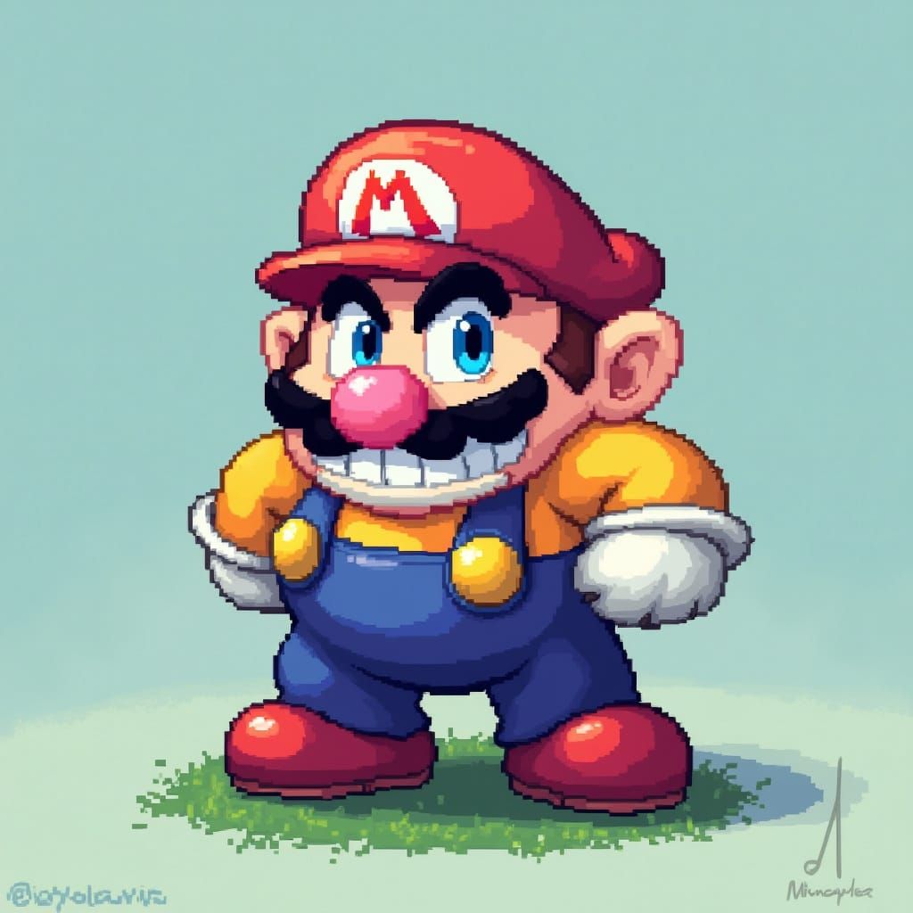 Wario Mario mix - Vibrant Pixel Art Wario Spawn Egg