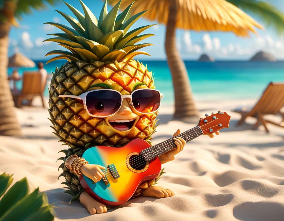 Chibi Pineapple's Sunset Serenade - AI Generated Artwork - NightCafe ...