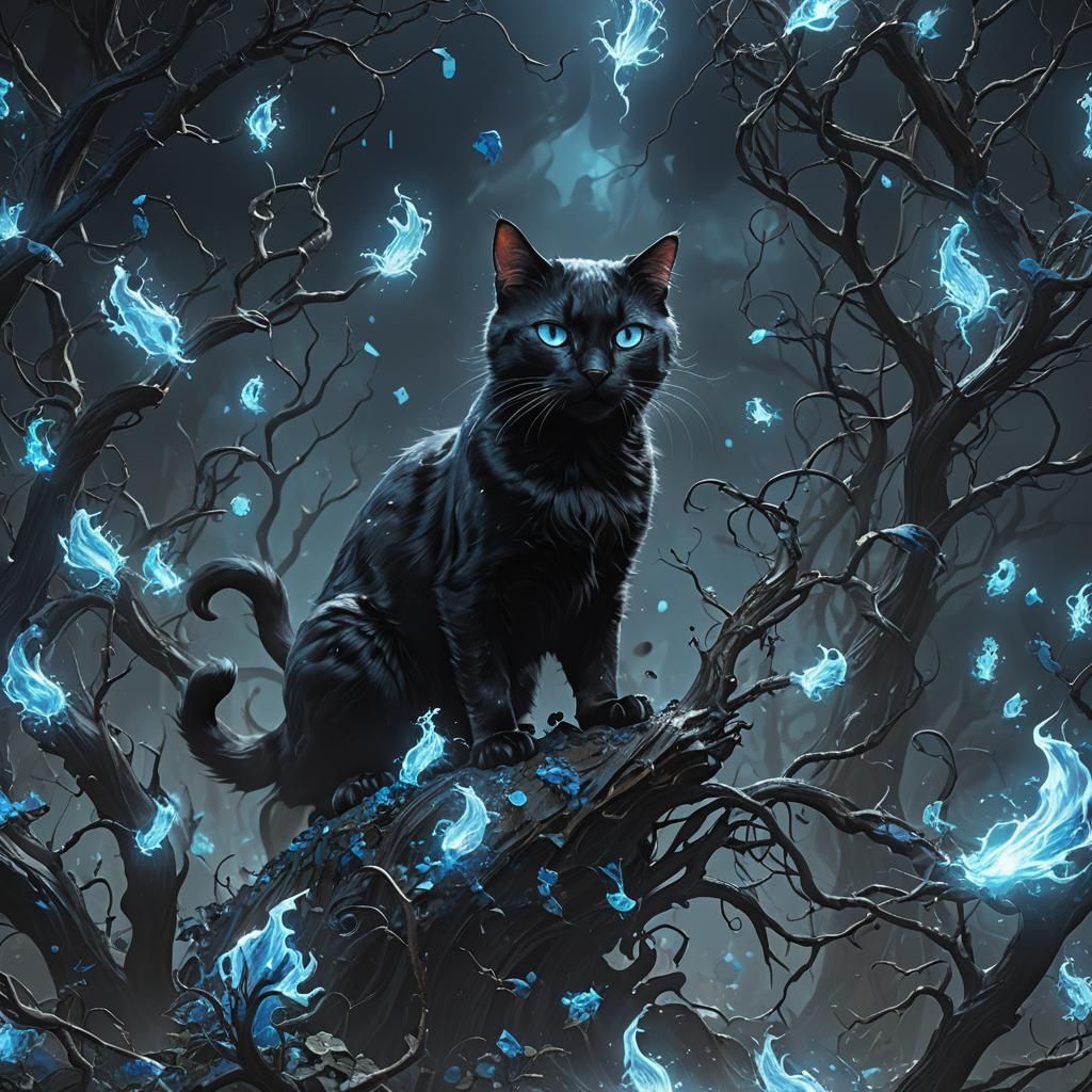 Black Cat Familiar - AI Generated Artwork - NightCafe Creator