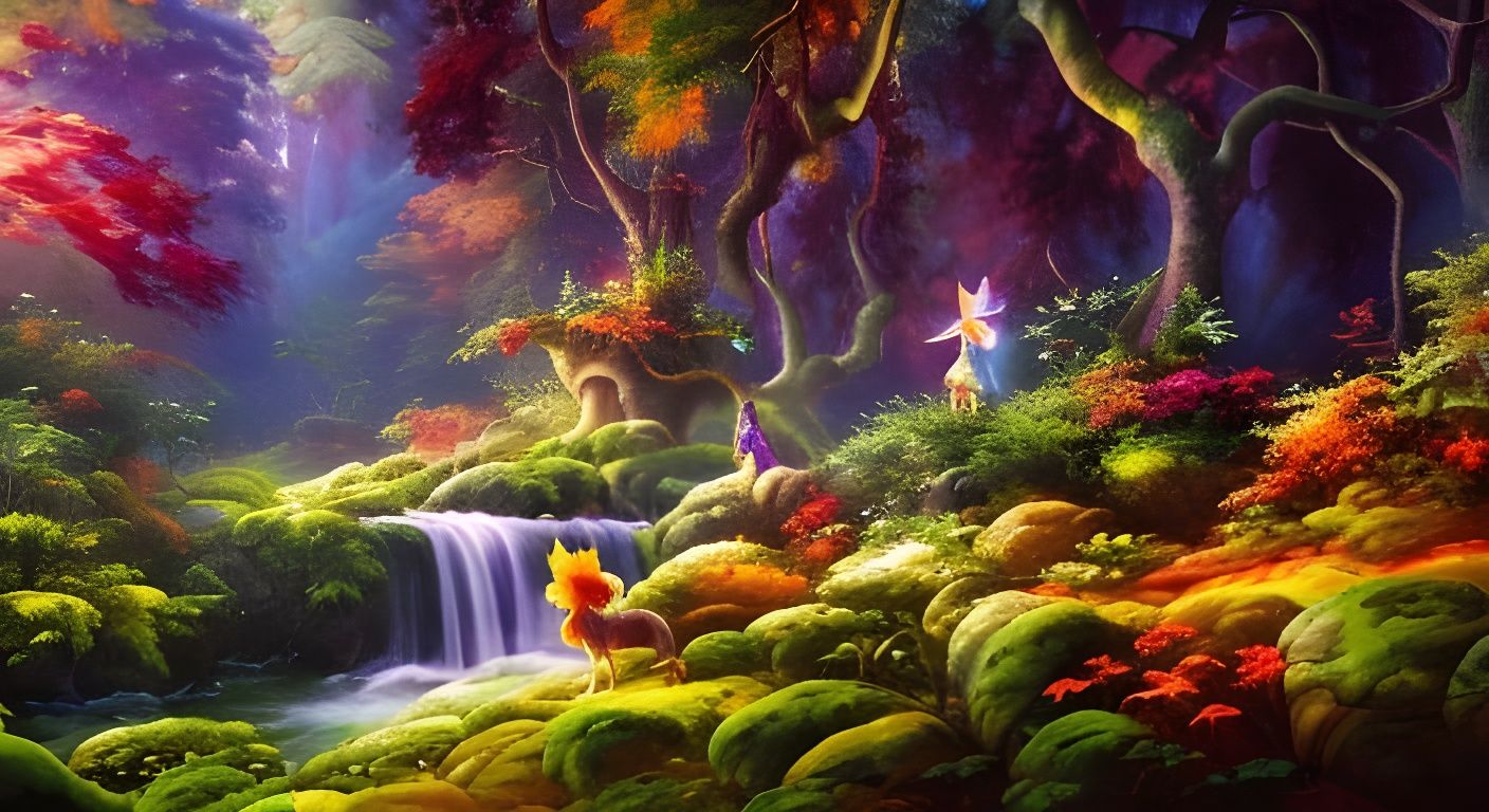 fairies and foxes in fantastical forest - AI Generated Artwork ...
