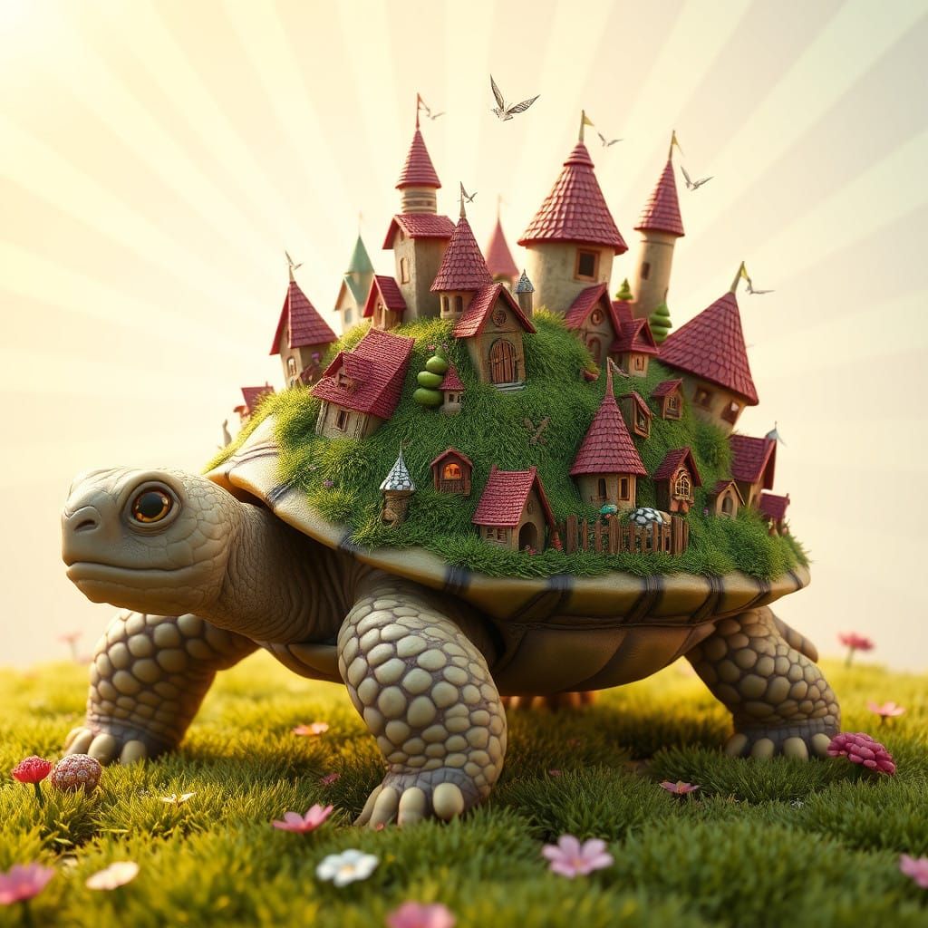 Medieval Tortoise - Whimsical Tortoise Village in Lush Green...