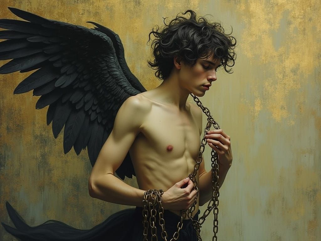 Ethereal Angel Trapped in Chains, a Magical and Em... - AI Art