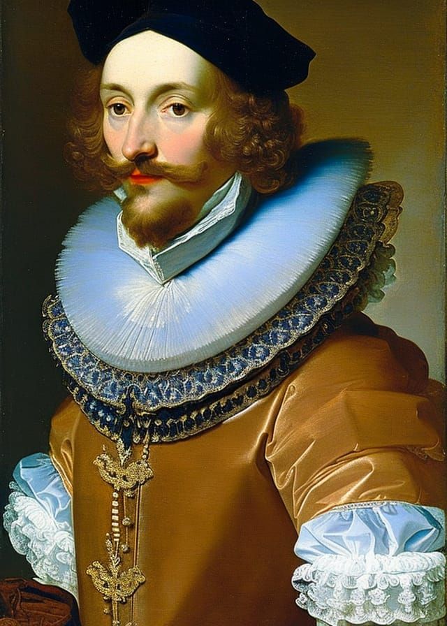 Noble Men in blue wear with white lace ruff, Anthony van Dyck style 2 ...