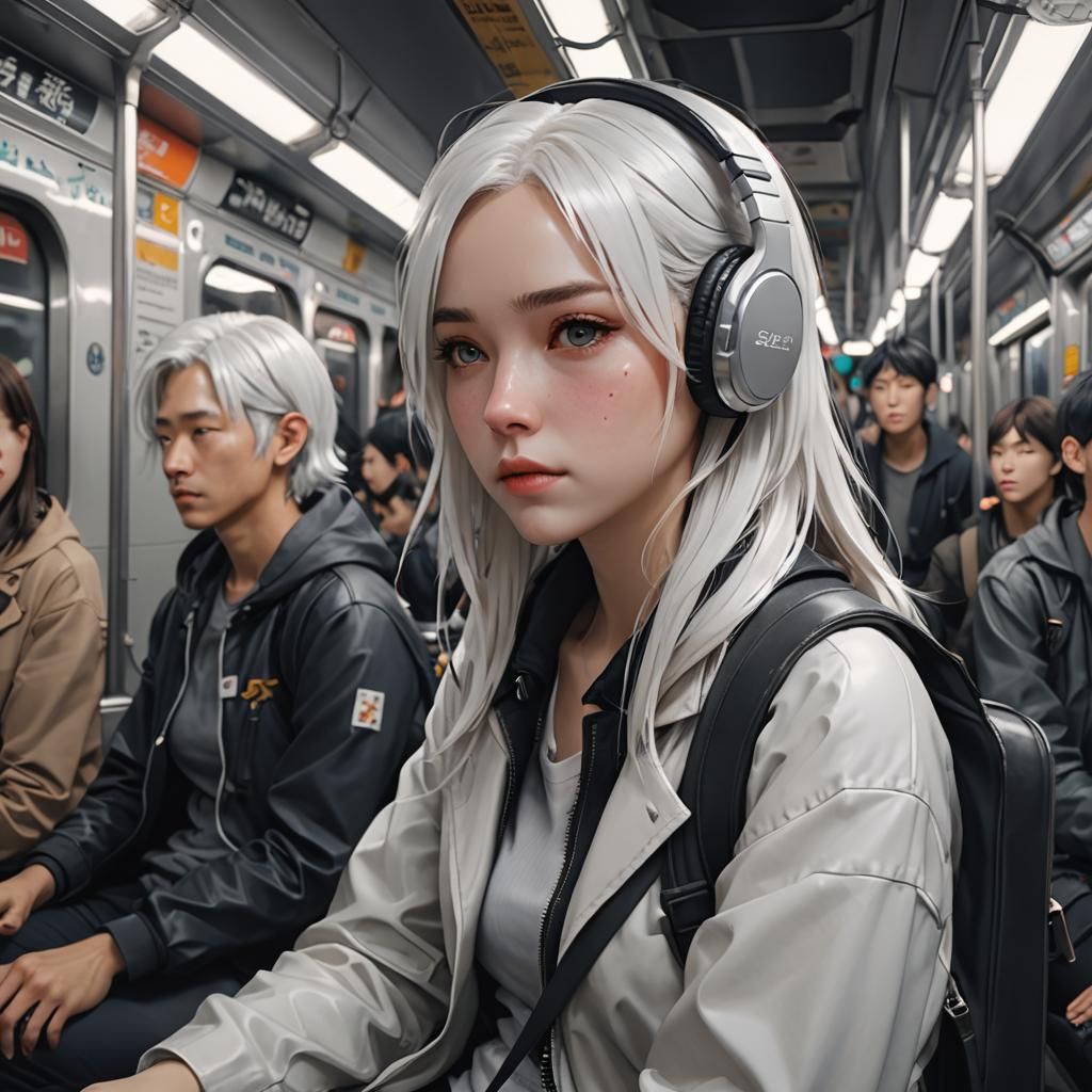 A Girl In A Crowded Subway - AI Generated Artwork - NightCafe Creator