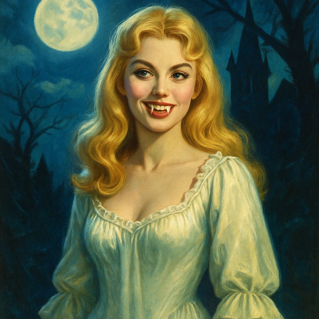 Ethereal Vampire Maiden in Moonlit Splendor - AI Art