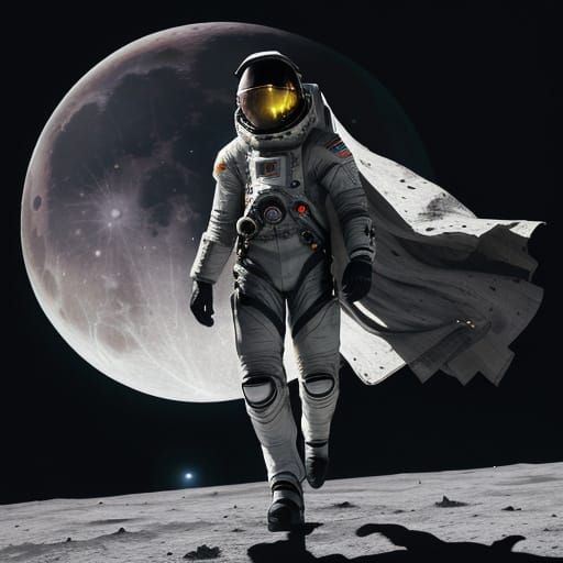 Stylish Catwalk Model Embarks on Futuristic Moonwa... - AI Art