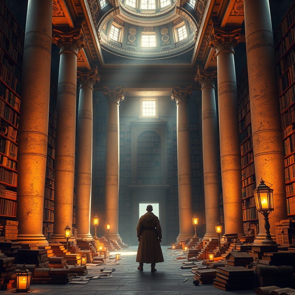 Inside The Great Library of Alexandria in Alexandria, Egypt, was one of ...