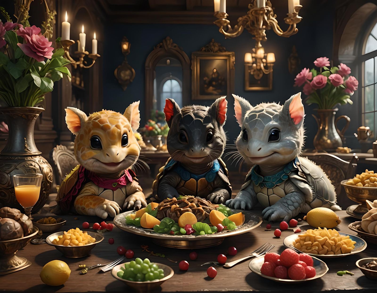 Three elegant baby turtles - AI Generated Artwork - NightCafe Creator