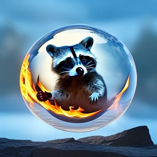 raccoon holding the fire - AI Generated Artwork - NightCafe Creator