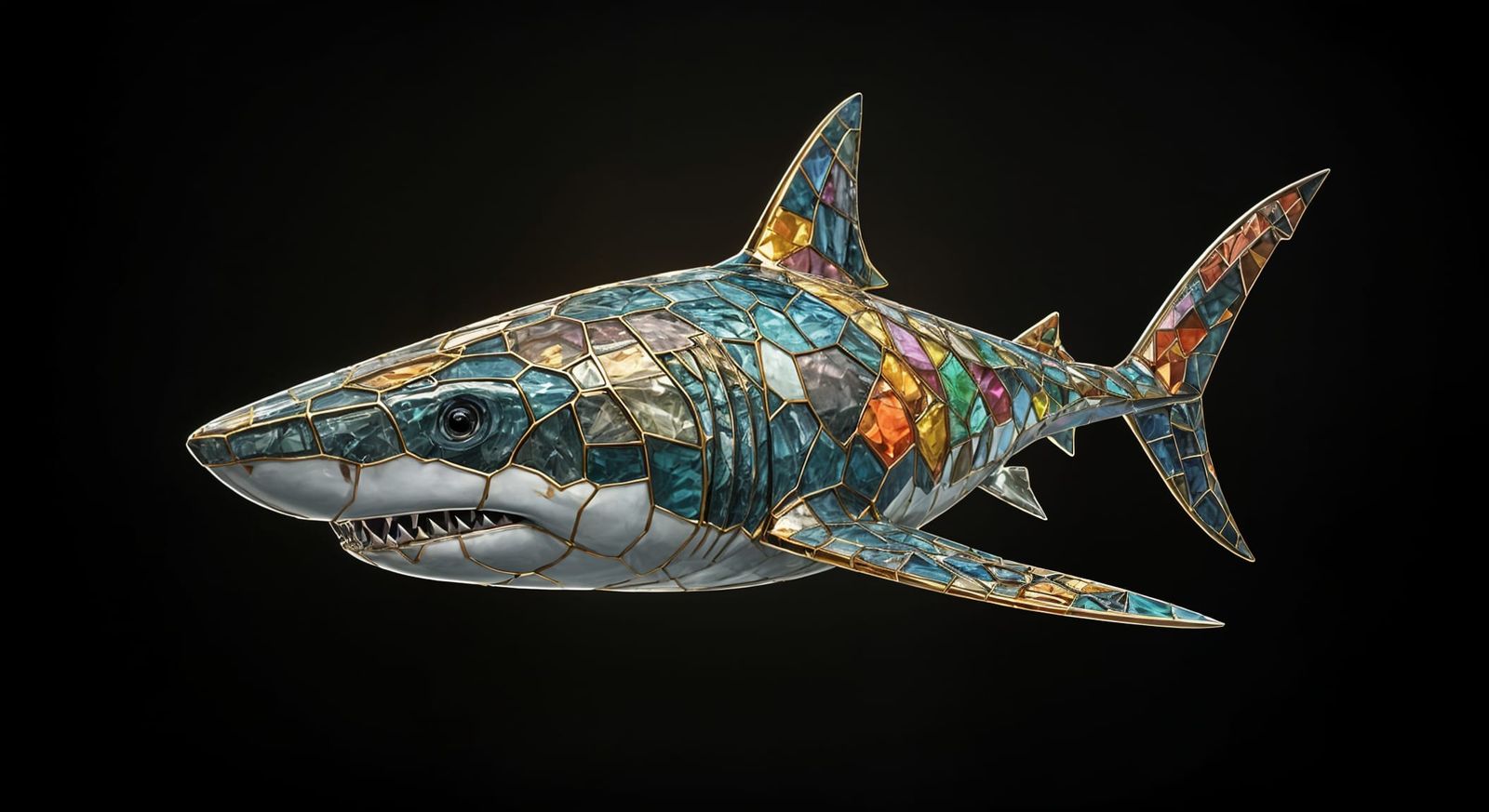 Stained crystal shark - Stunning Crystal Shark Masterpiece i...