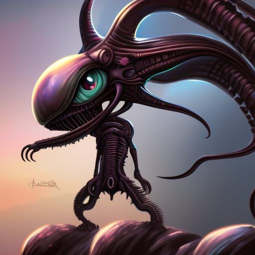 Cute xenomorph - AI Generated Artwork - NightCafe Creator