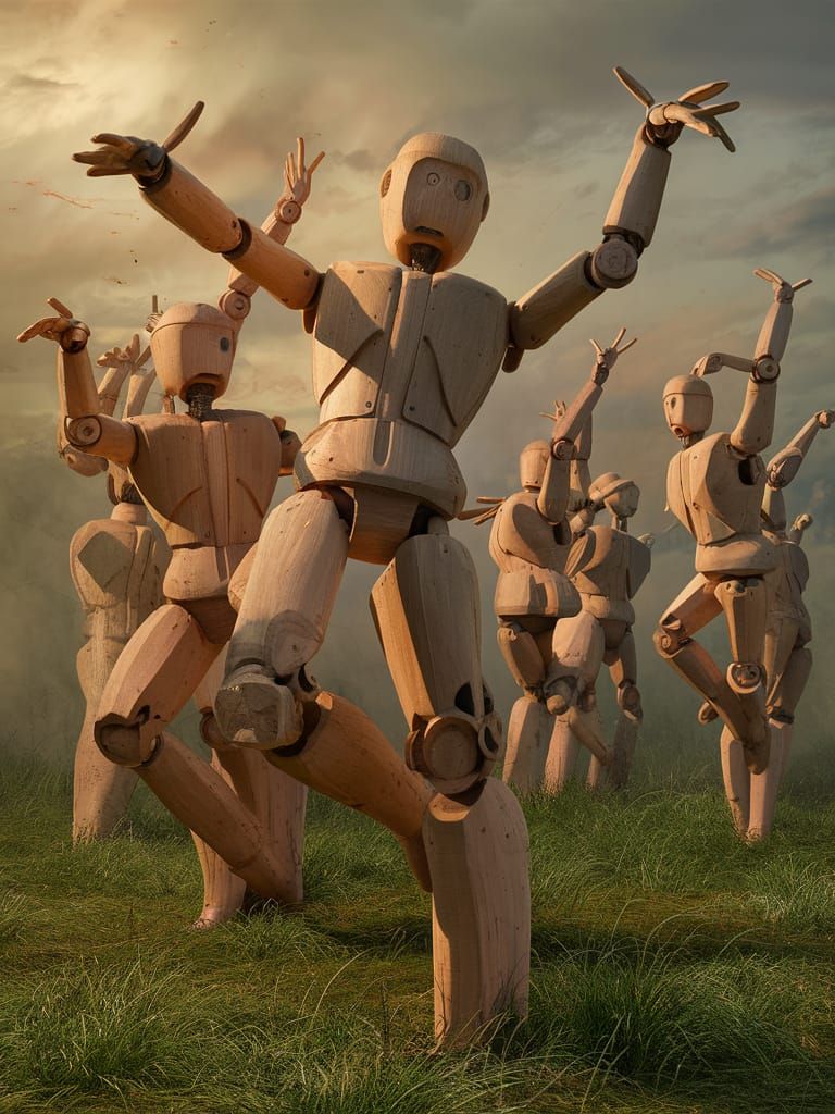 Wooden Automata Interpretive Dance Troupe "Jazz Hands"