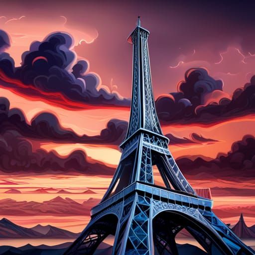 Paper Eiffel Tower - AI Generated Artwork - NightCafe Creator