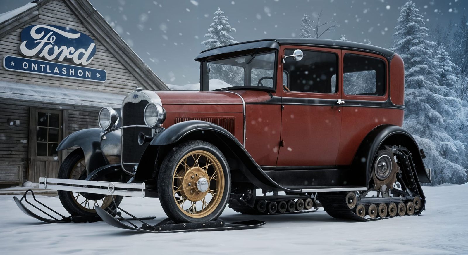 Model A Ford Snowmobile Conversion - circa 1929