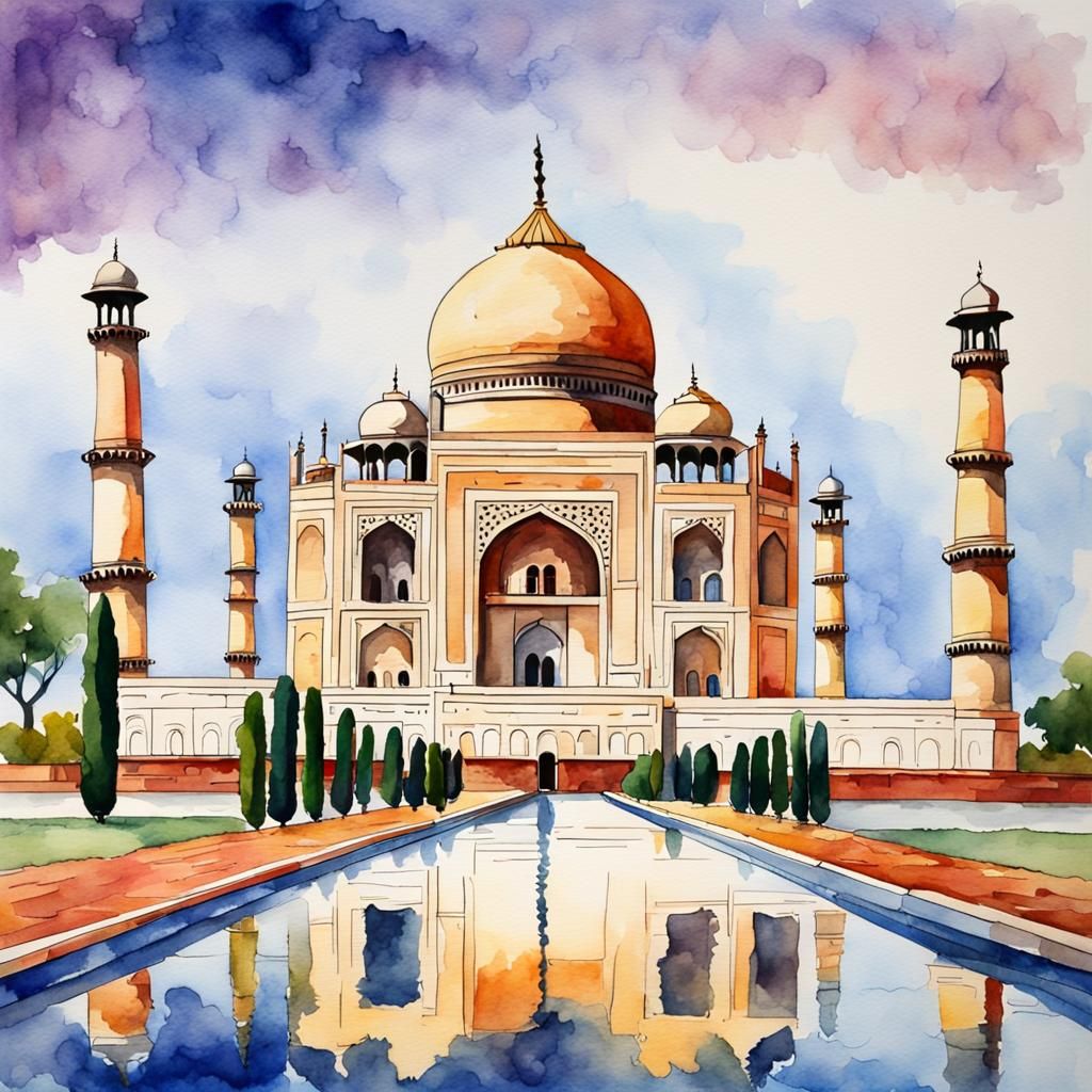 Tal Mahal Watercolor - AI Generated Artwork - NightCafe Creator