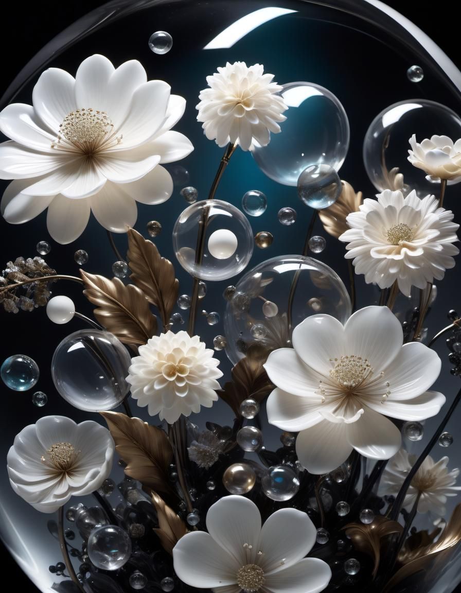 pale white clear smokey flowers - AI Generated Artwork - NightCafe Creator