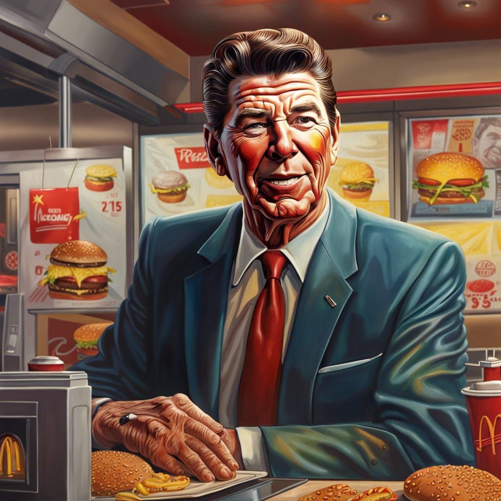 Ronald Regan working at a mcdonalds - AI Generated Artwork - NightCafe ...