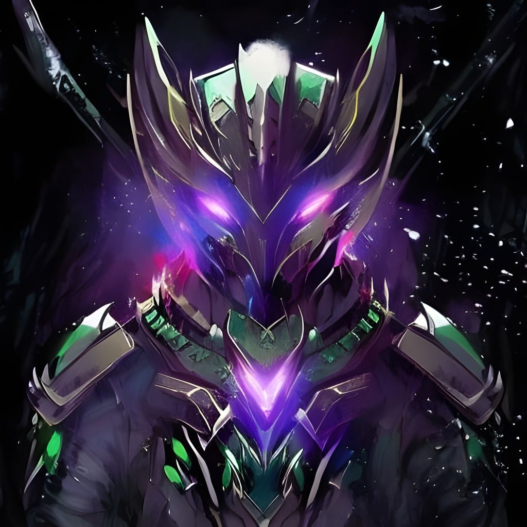 Portrait Green Armored Warrior with Giant Winged-Panther in Primordial ...