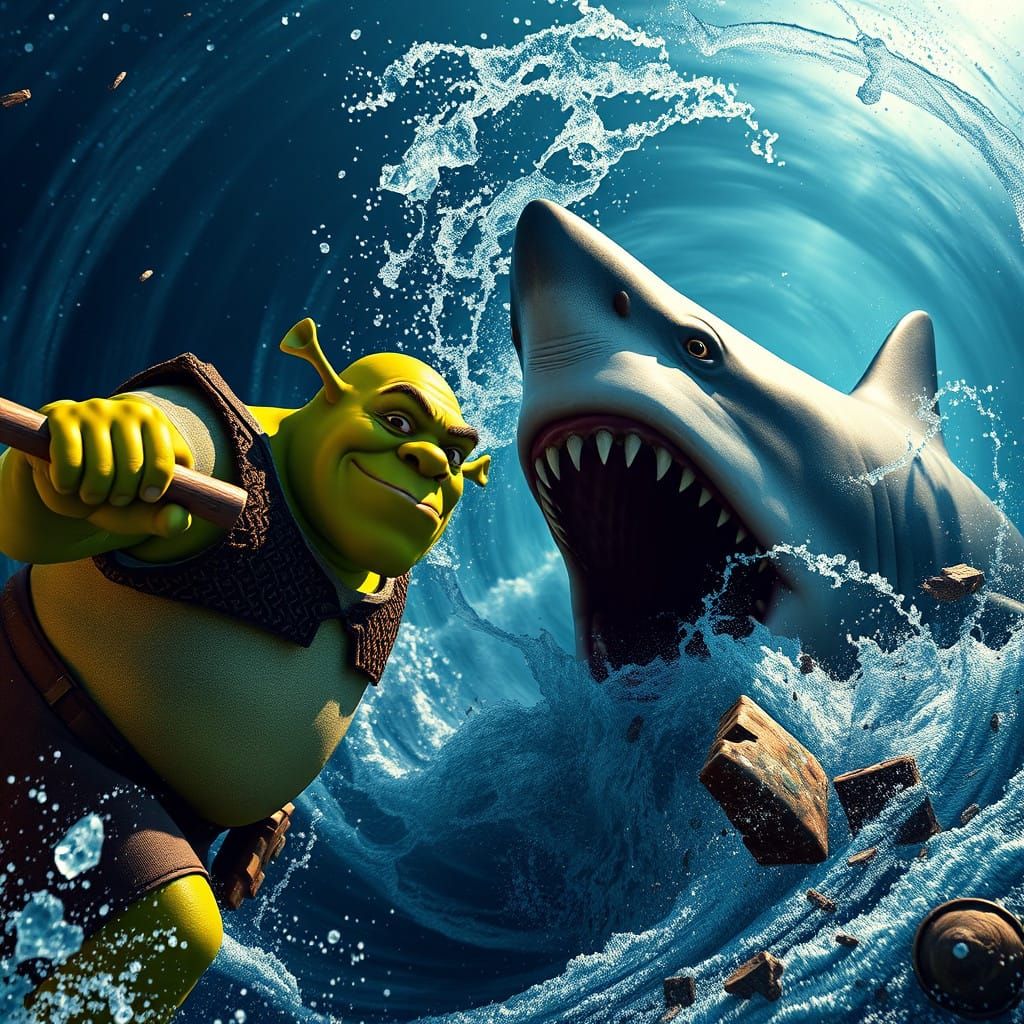 shrek fighting shark - Ogre vs Shark in Epic 3D Battle Scene