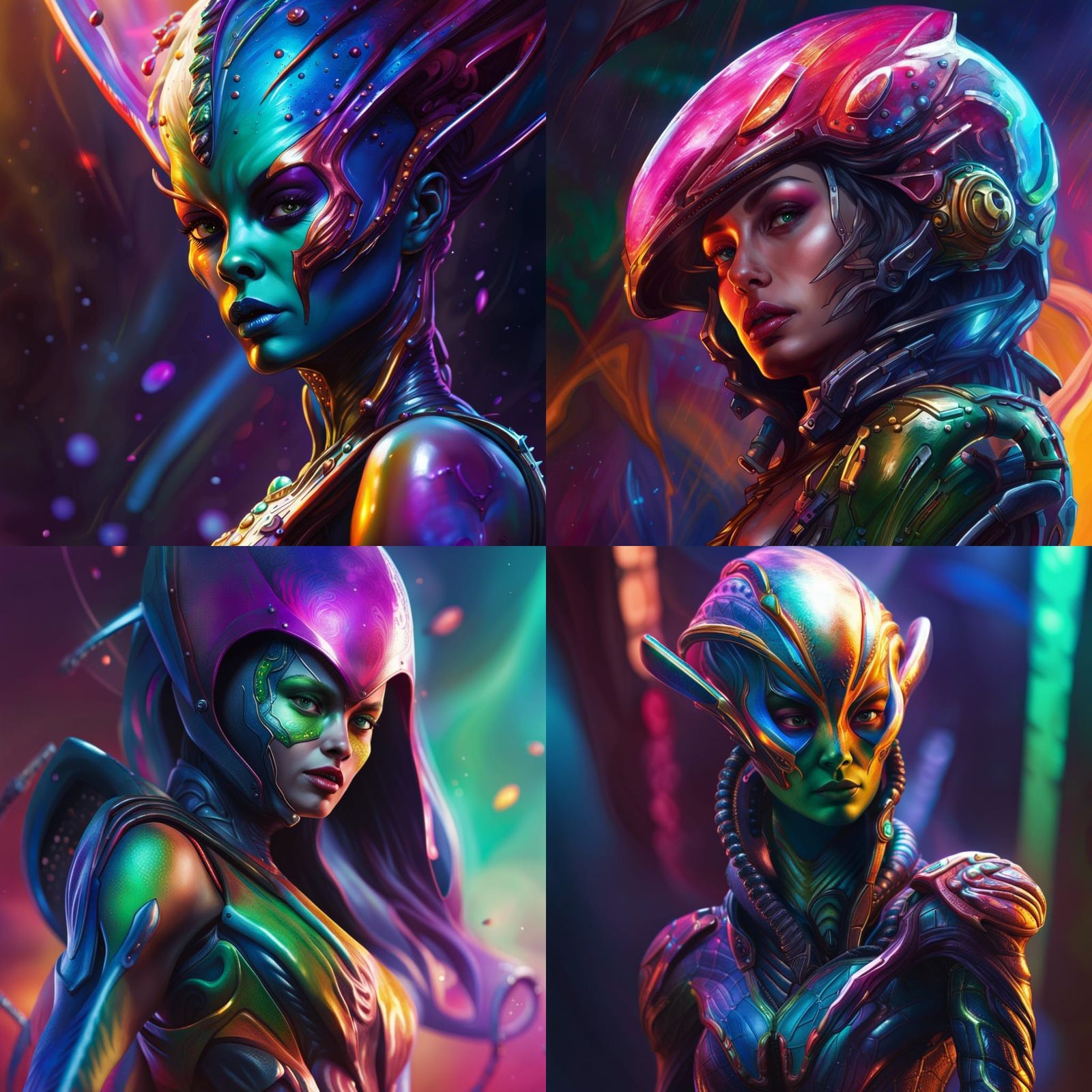 An alien femme fatale is here to conquer earth. Hyperrealistic, splash ...