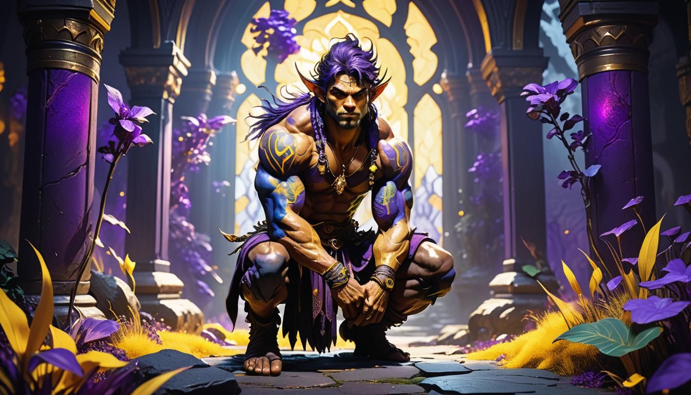 Ethereal Fae Warrior in Dark Fantasy Realm - AI Art