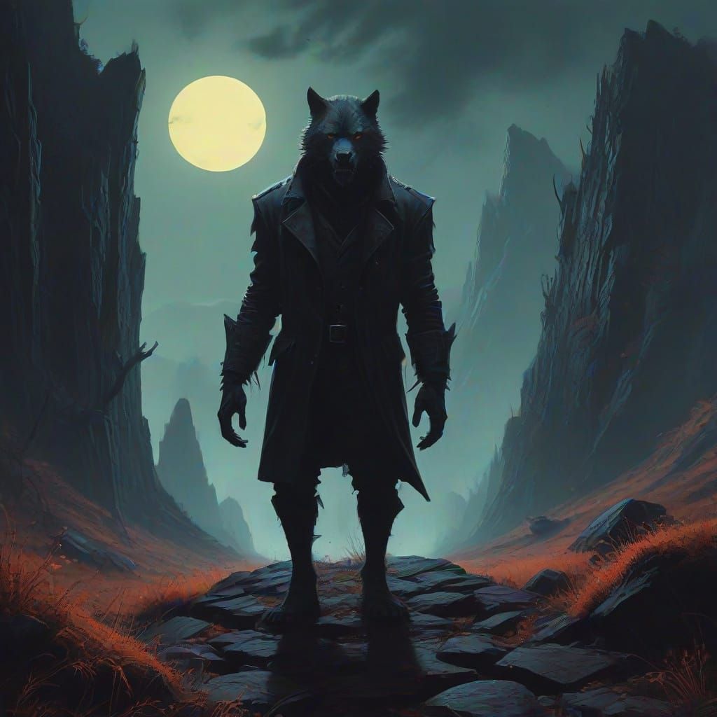 The werewolf Jackal Kelly Freas - Menacing Werewolf Amidst G...