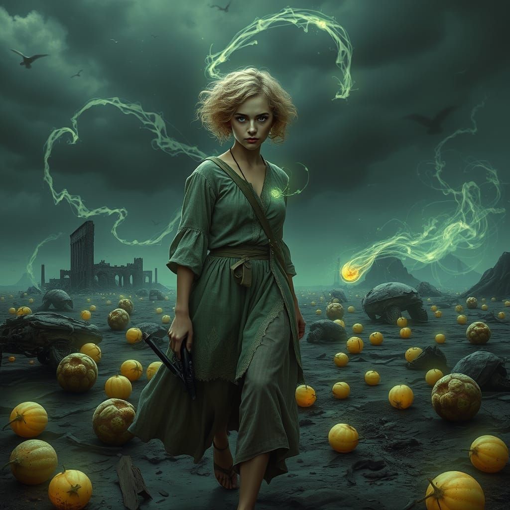 Mysterious Post-Apocalyptic Wanderer Guided by Sup... - AI Art