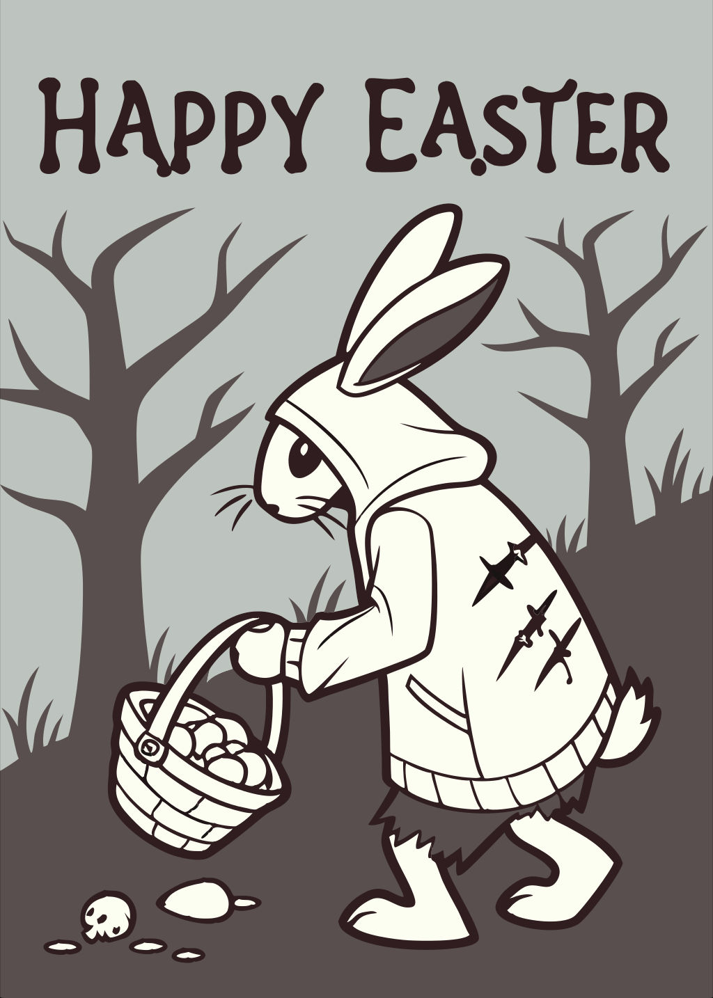 Happy Easter | Evil Bunny Portrait (Recraft v3 - Vector Illustration)