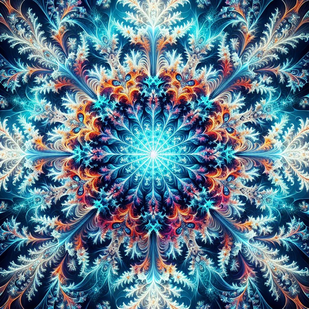 Fractal Patterns in a Snowflake - AI Generated Artwork - NightCafe Creator