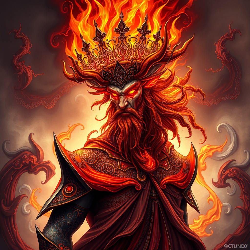 Surreal Fire God in Epic Scene, Hyper-Realistic Pa... - AI Art