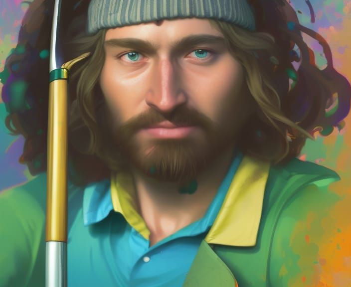 Hippie Herb the golfer man holding golf club - AI Generated Artwork ...