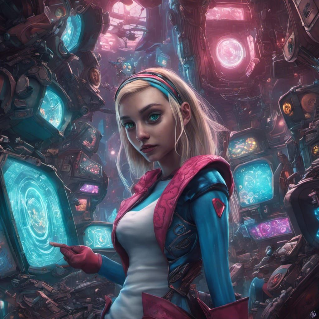 Alice in Wonderland in a Cyberpunk Wonderland - AI Generated Artwork ...